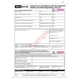 Assurance of Compliance with WCB Regulation, Part 19 (Overhead ...